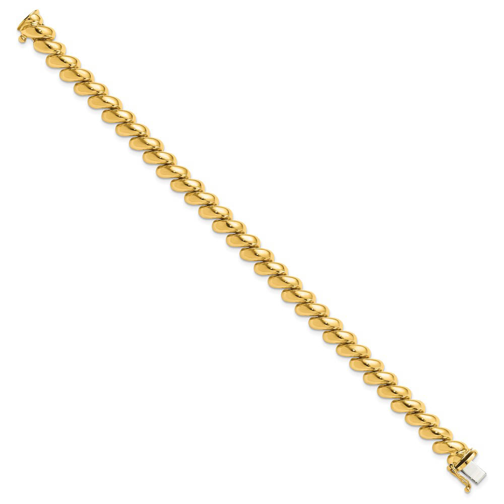 14k Yellow Gold 8mm Polished Hollow San Marco Chain Bracelet | eBay