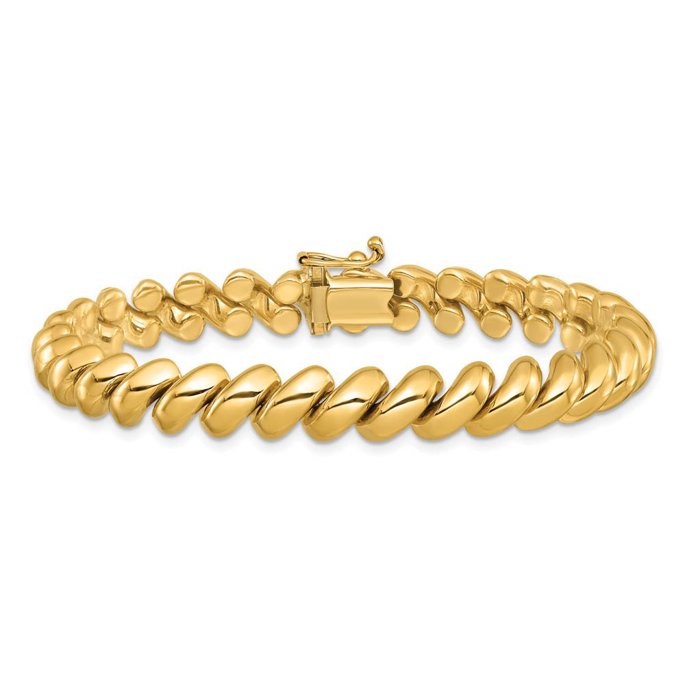 14k Yellow Gold 8mm Polished Hollow San Marco Chain Bracelet | eBay