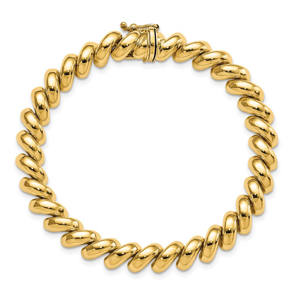14k Yellow Gold 8mm Polished Hollow San Marco Chain Bracelet | eBay